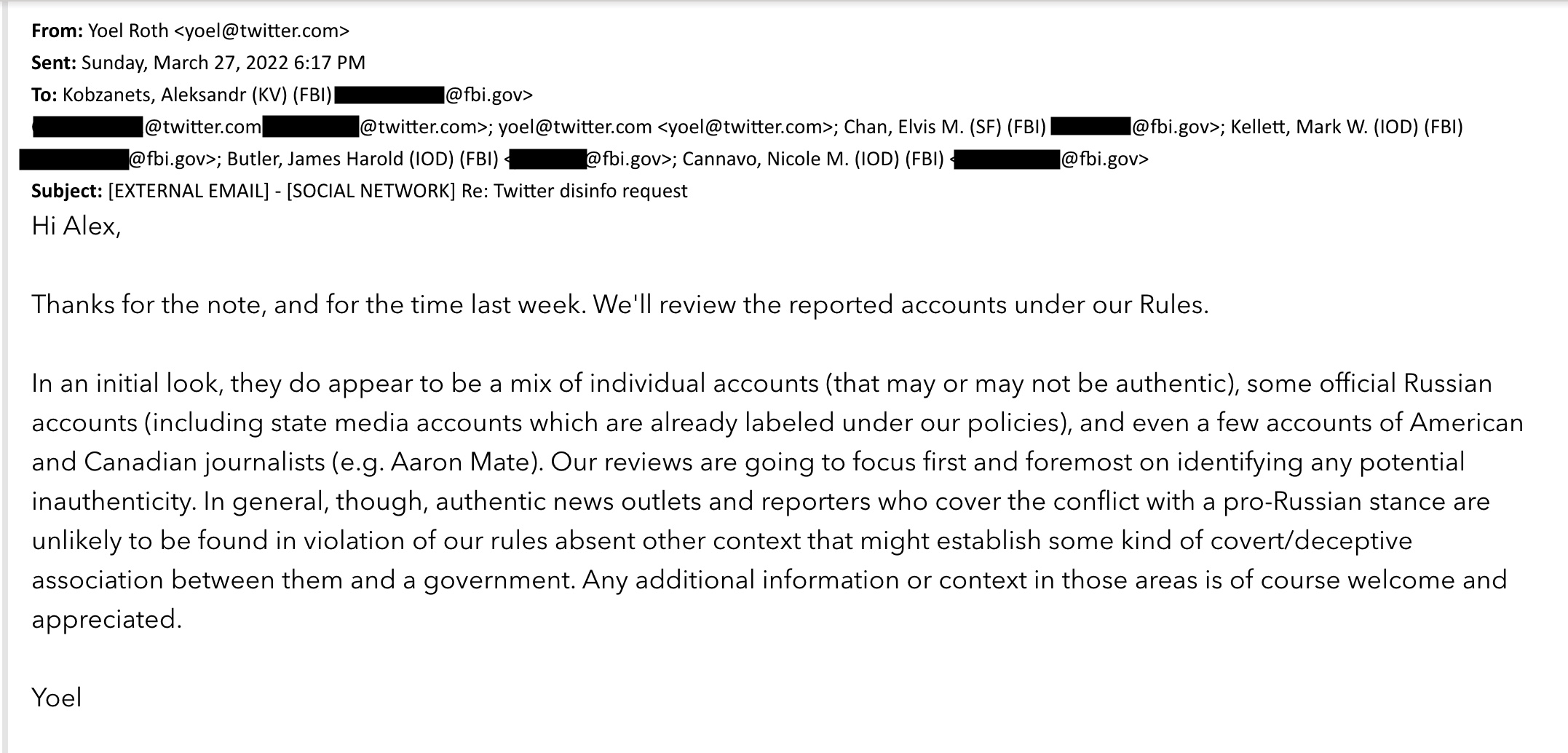 FBI helps Ukraine censor Twitter users and obtain their info, including ...