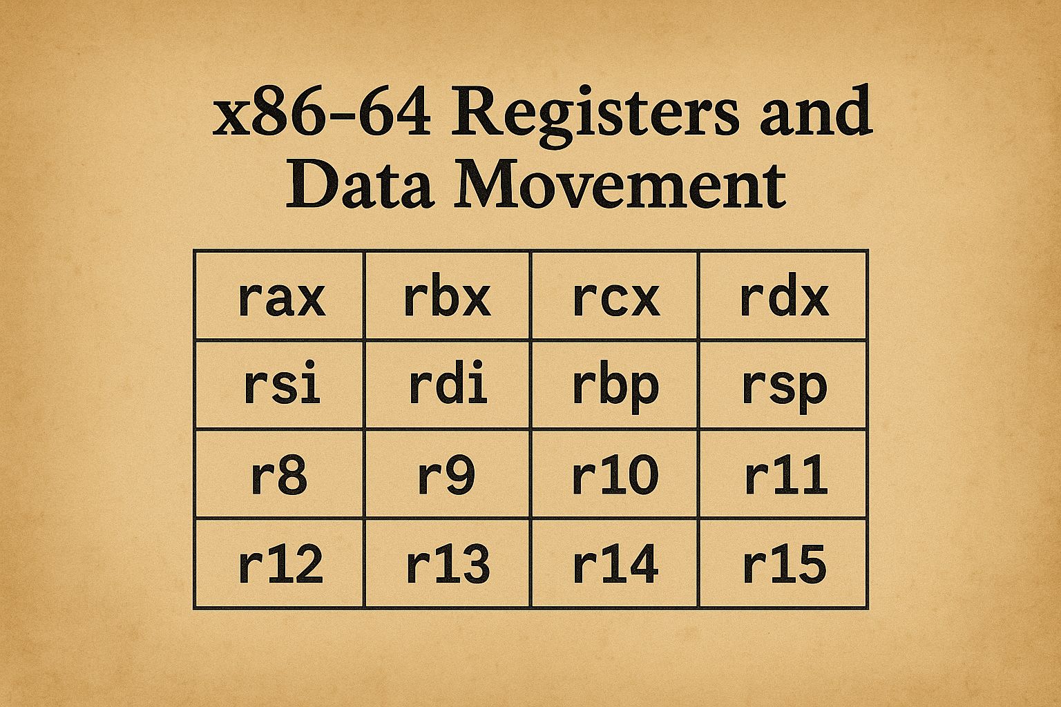 Understanding Registers and Data Movement in x86-64 Assembly