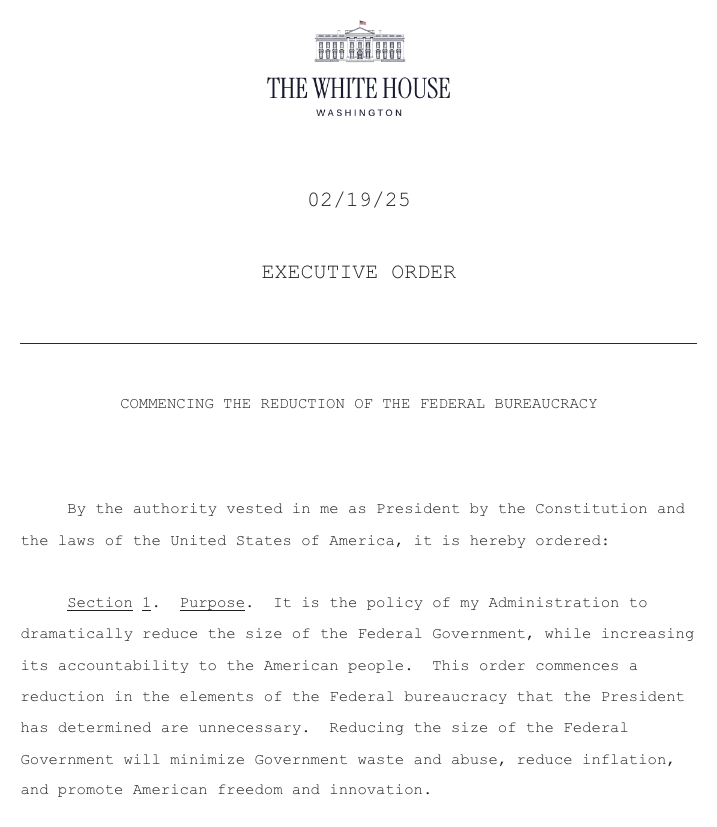 President Issues Executive Order Commencing The Reduction Of The