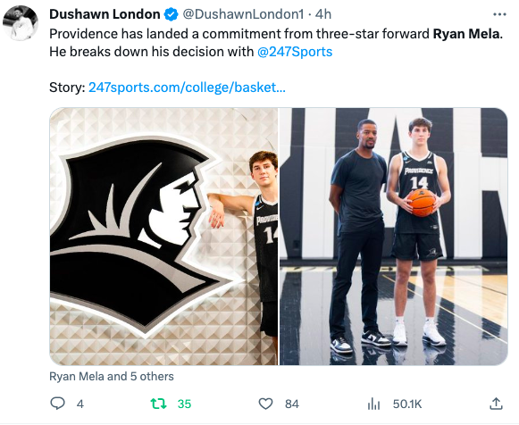 Class of 2024 Wing Ryan Mela Commits to Providence