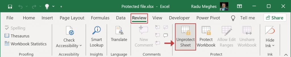 How to remove password from Excel file - by Radu