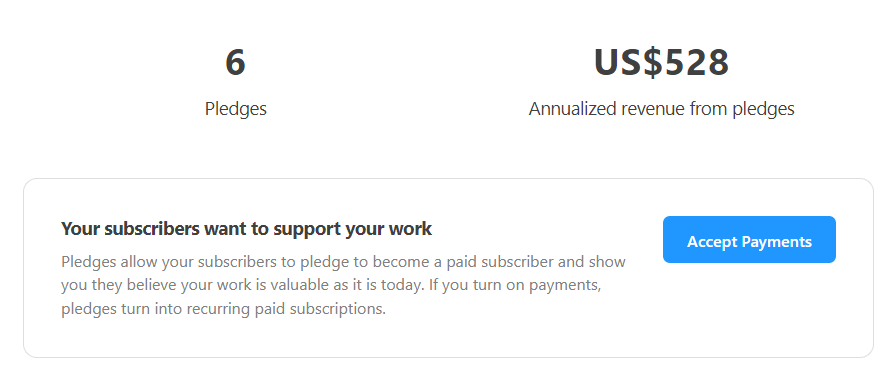 Using Pledges on Substack - Linda's Substack