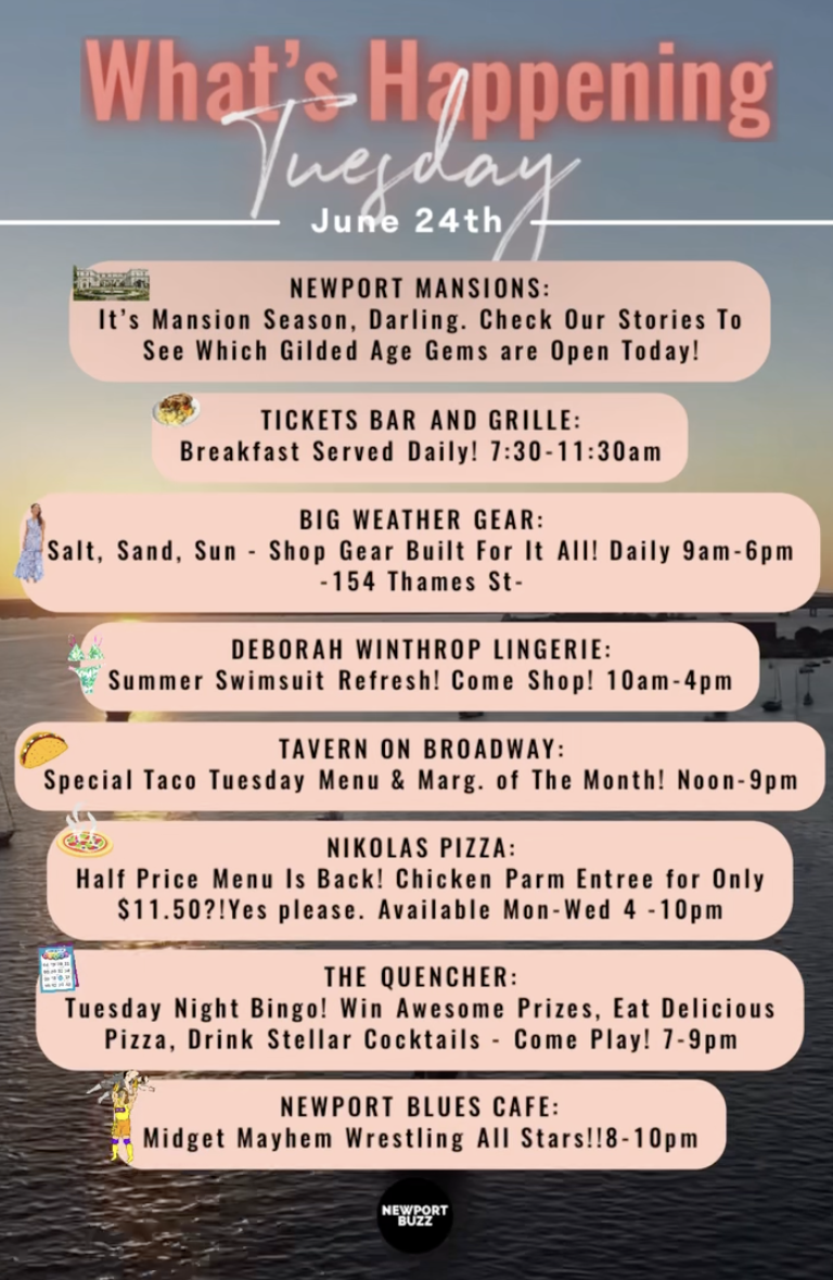 Here’s What’s Happening In and Around Newport Today