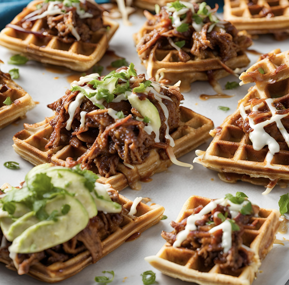 Pulled Pork Waffle Sliders, Pineapple Coco Champagne Cocktail ...