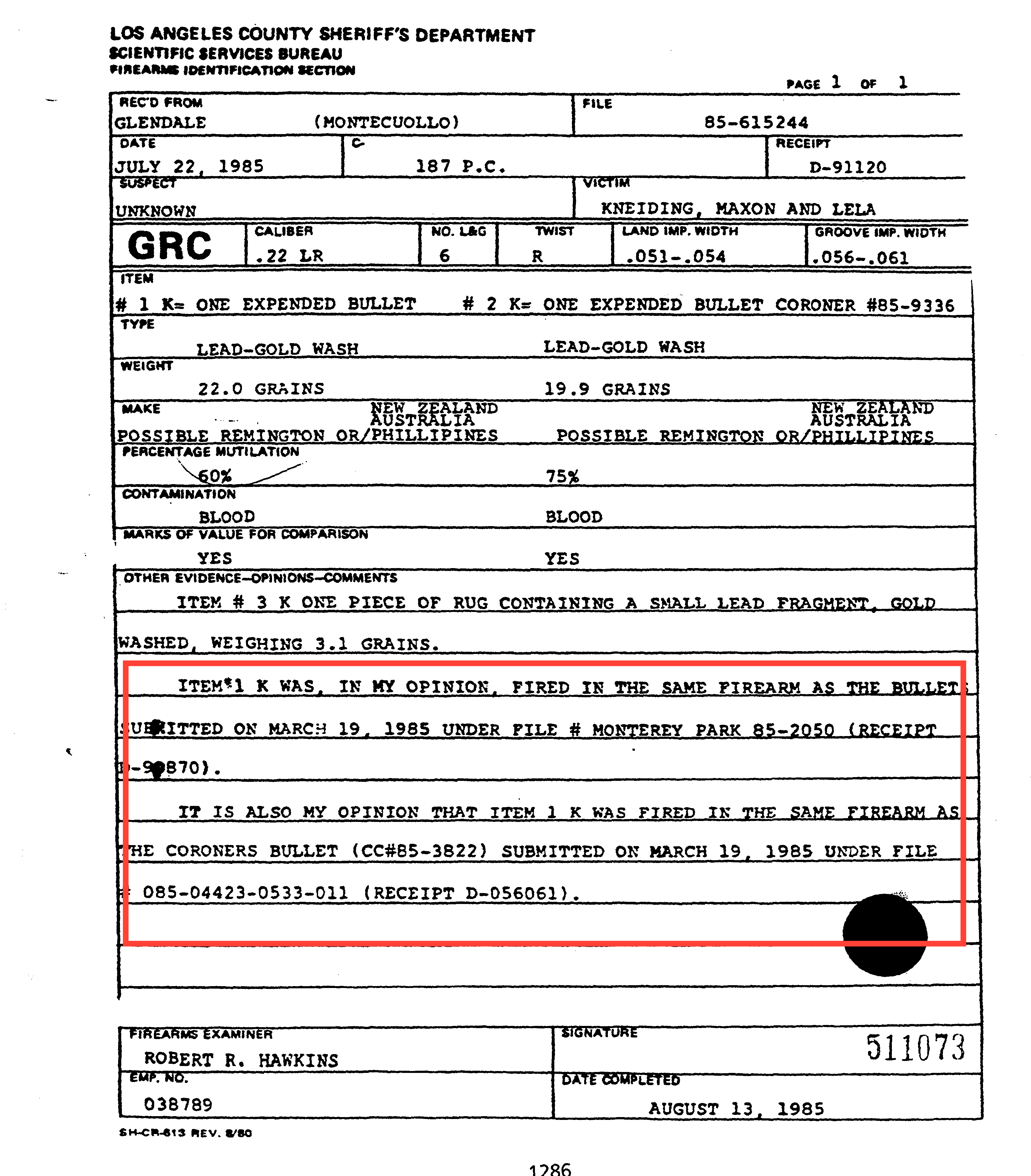 How Bullet Evidence Was Twisted to Link Richard Ramirez to Multiple Murders