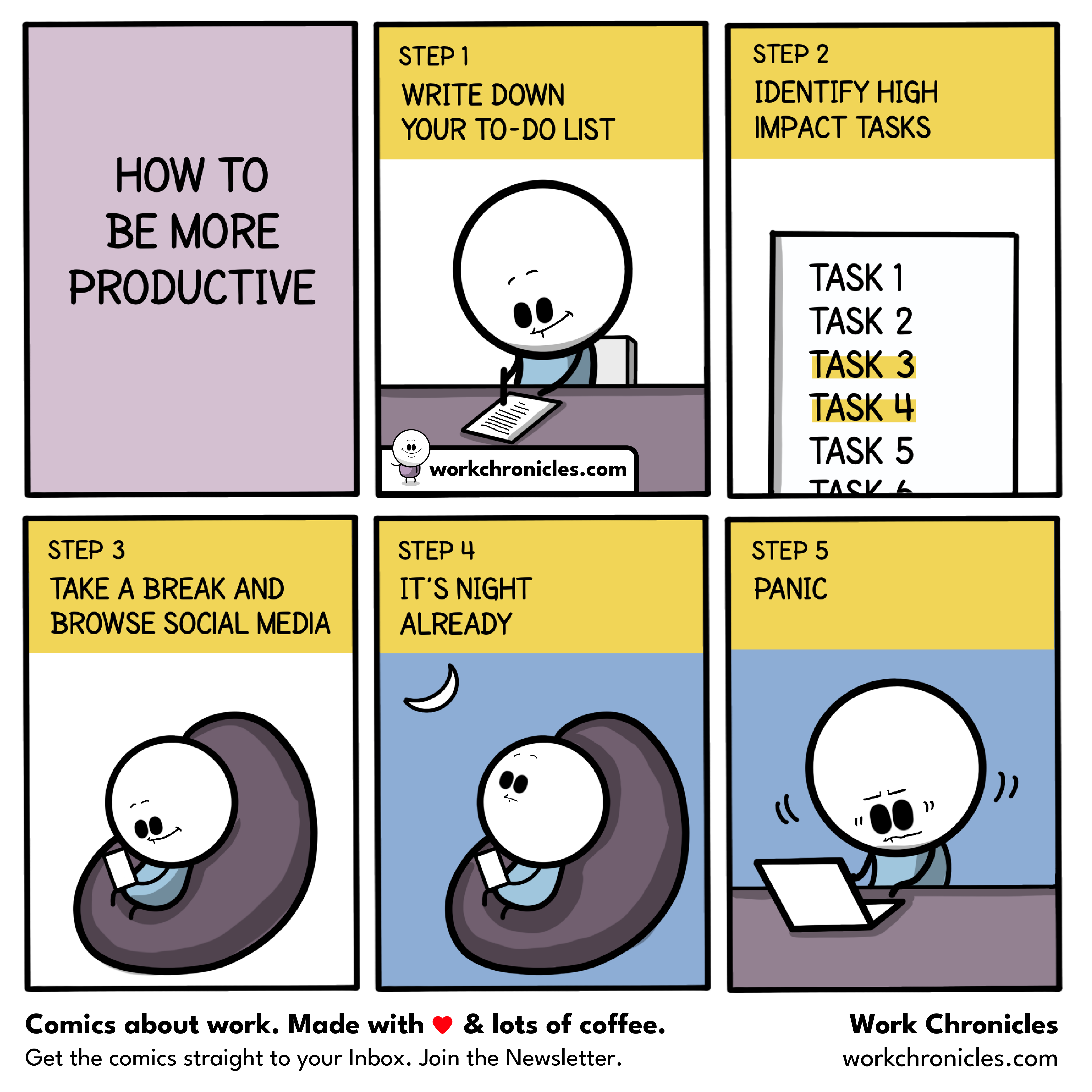(comic) How to be more productive - Work Chronicles