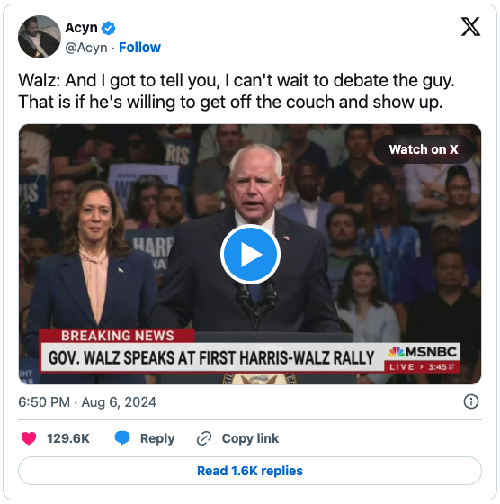 Harris-Walz Ticket Debuts With All The Feels