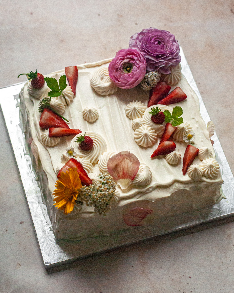 Square Sponge Slab Cake - by Ruth Tam - Cook Til Delicious