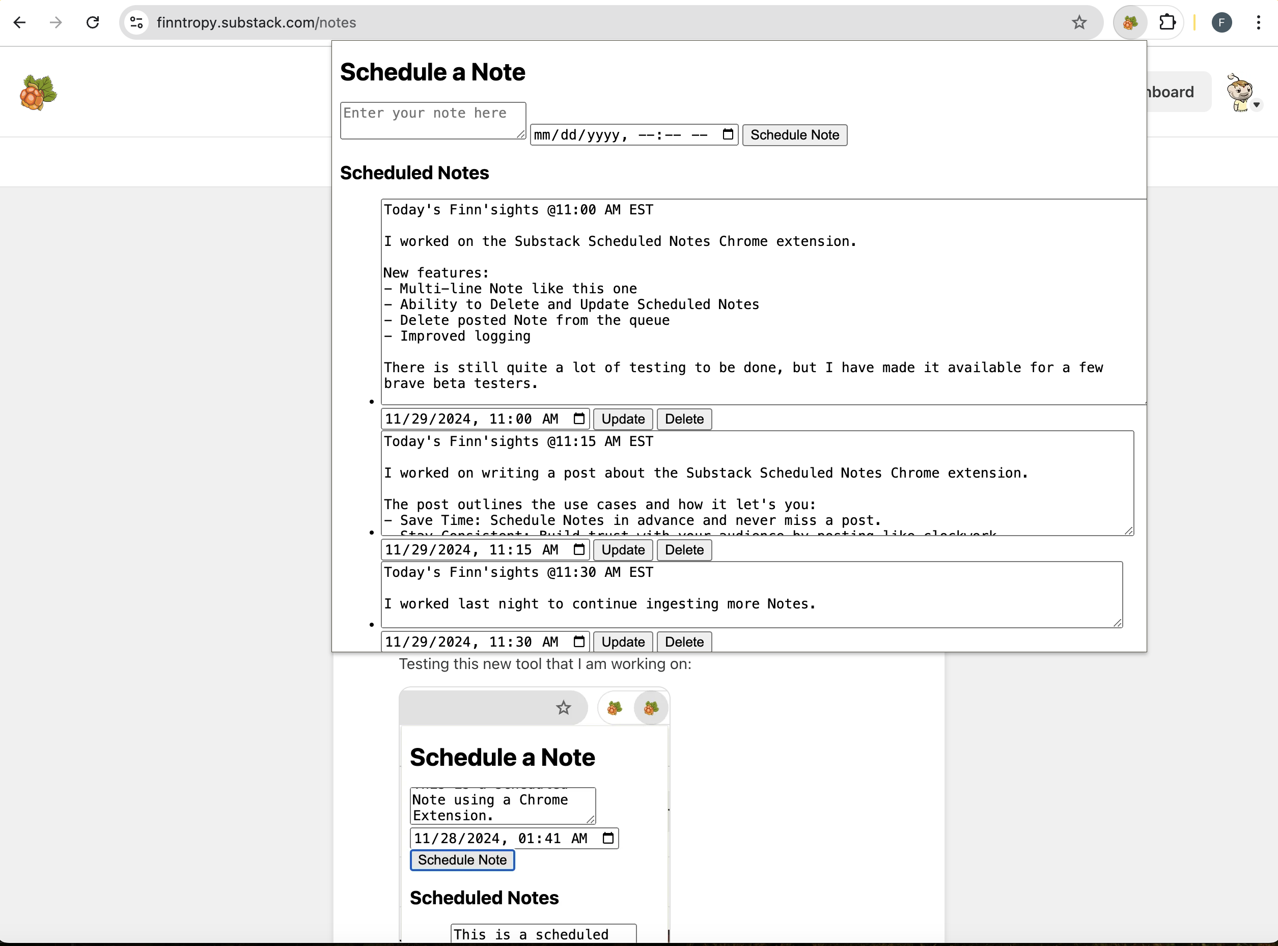 How To Schedule Notes on Substack - by Finn Tropy