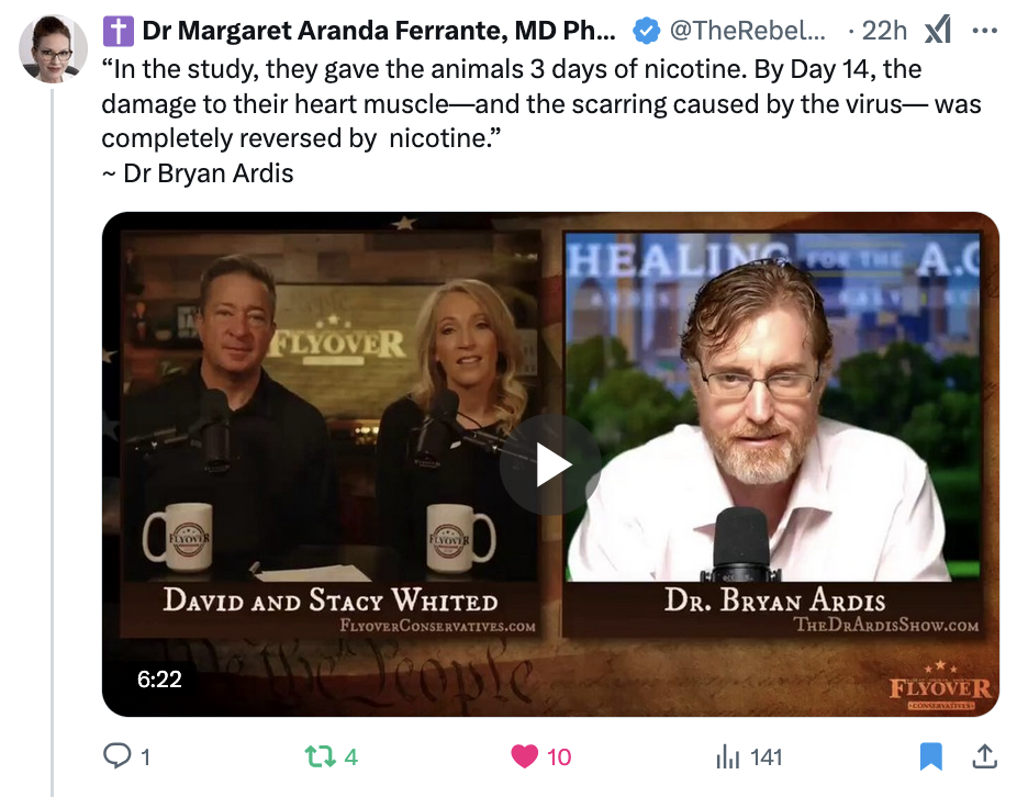 Nicotine Cures Myocarditis, by Dr. Bryan Ardis