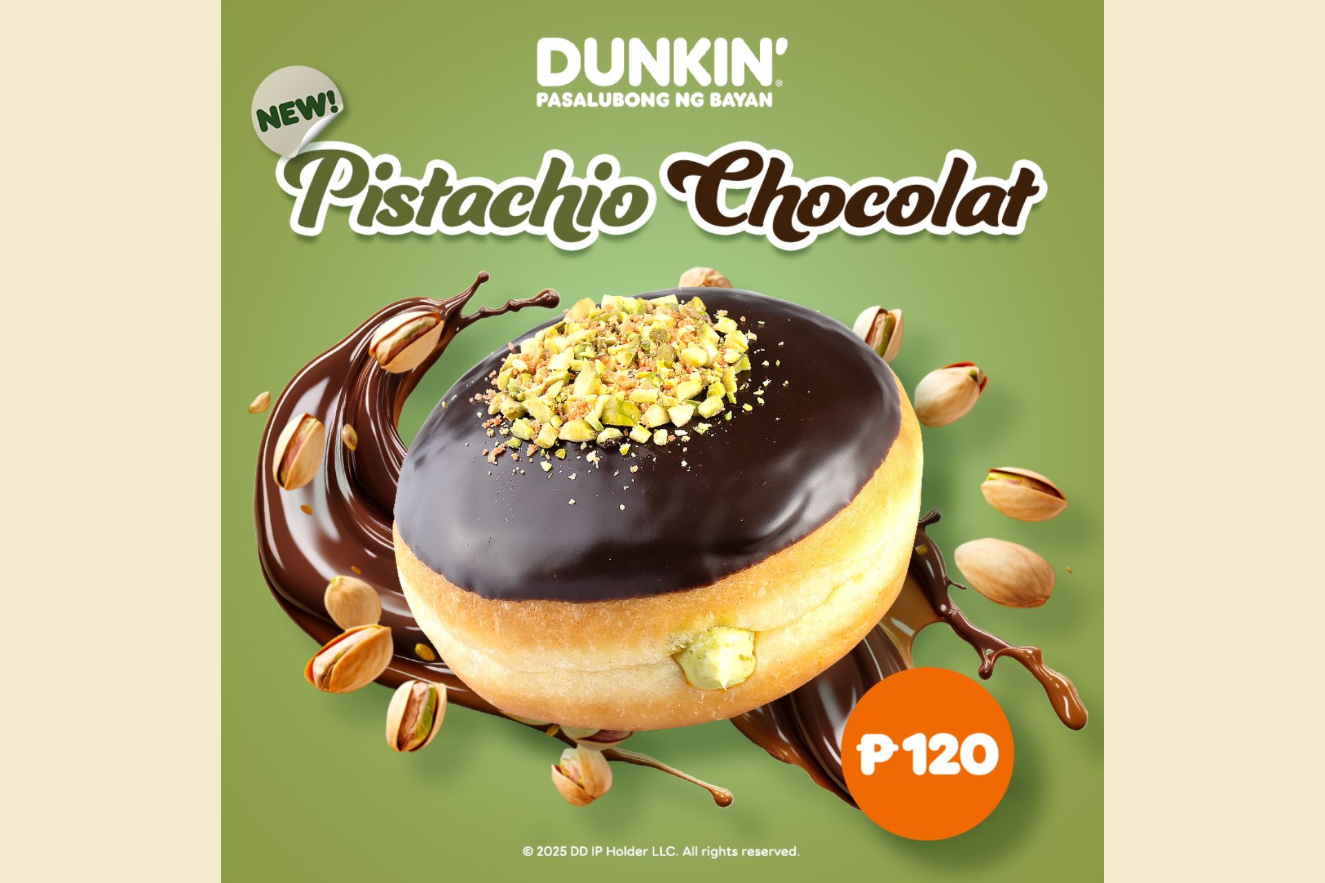 Dunkin' Pistachio Chocolat donut now available