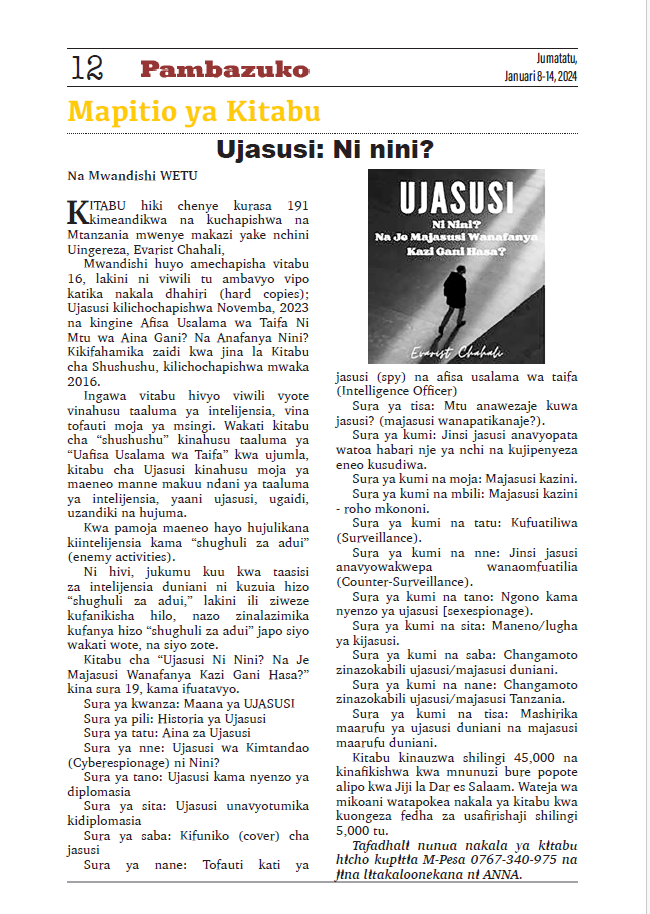Mapitio ya kitabu cha "Ujasusi Ni Nini, Na Je Majasusi Wanafanya Kazi ...