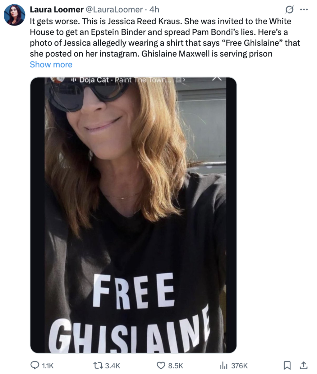 Confirmed: White House Gave Epstein Binder to Supporter Who Wore 'Free ...