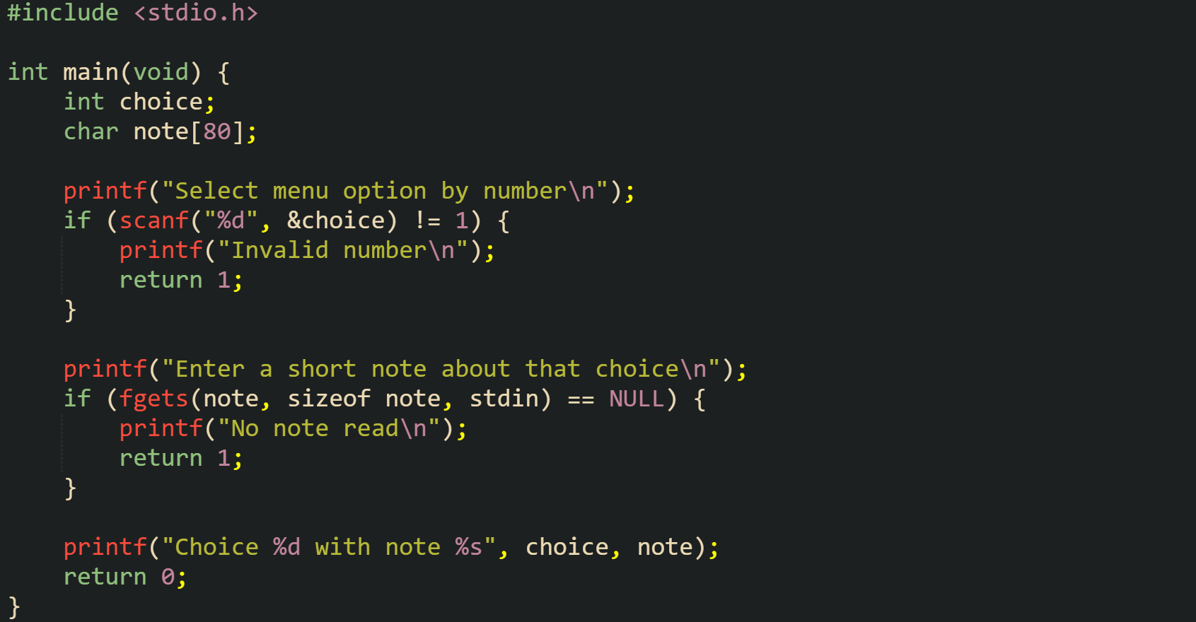 Input Handling With scanf and fgets in C