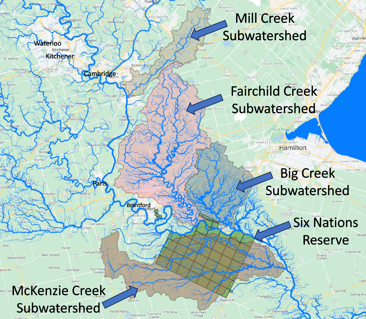 Subwatersheds of the Grand River Basin - by Steve Shikaze