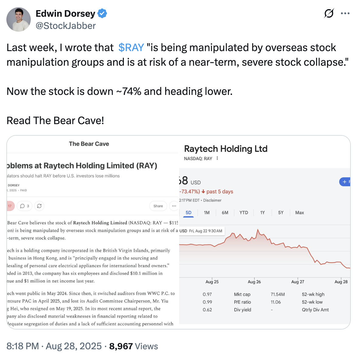 The Bear Cave #289 - by Edwin Dorsey - The Bear Cave